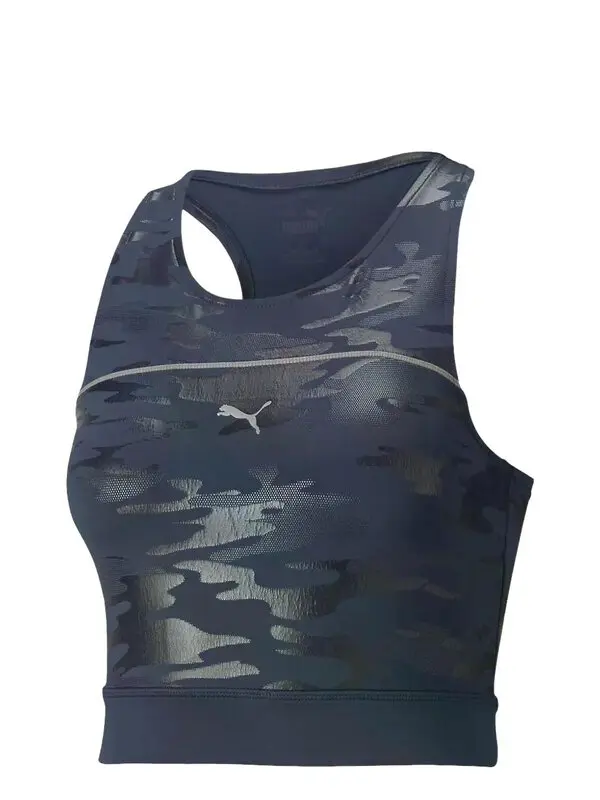 PUMA High Shine Camouflage Print Racerback Crop Top - Blue