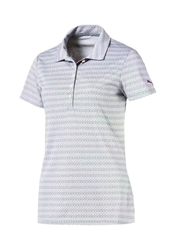 PUMA Sundays Geometric-print Polo Shirt - Grey