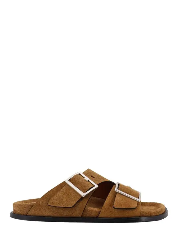 ALOHAS Double Buckle Flat Sandals - Tan