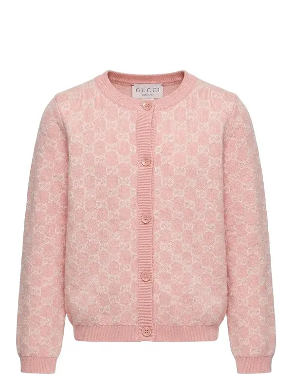 Gucci Gg Pattern Button Cardigan - Light Pink And White