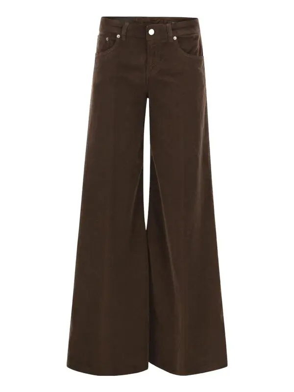 DONDUP Marlen Wide-leg Velvet Pants - Black