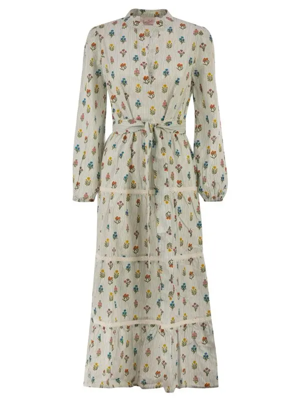 MC2 SAINT BARTH Belted Floral Printed Midi Dress - No