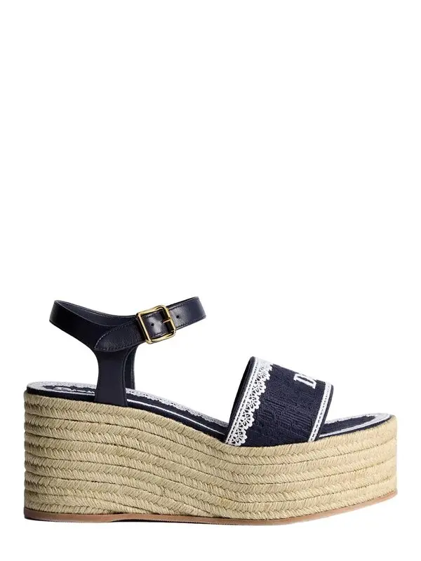 Dior Dentelle Wedge Sandals - Nude