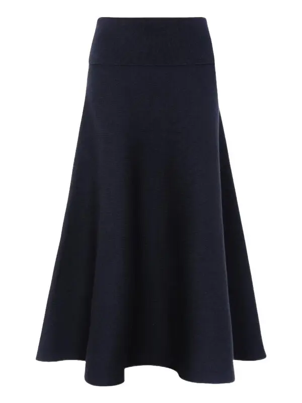 THE FRANKIE SHOP A-line Knit Midi Skirt - Navy