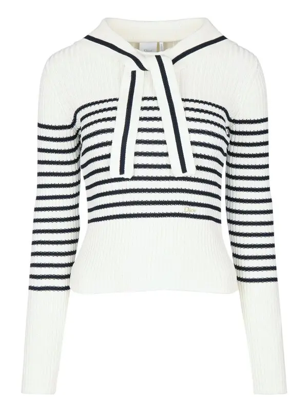 Dior Sailor Collar Striped Knit Sweater - No