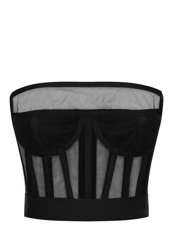 Dolce & Gabbana Cropped Boned Bodice Tank Top - Black