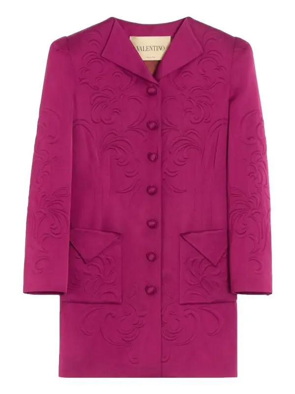 Valentino Garavani Embroidered Satin Cady Caban Coat - Pink