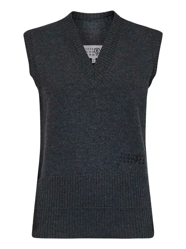 MAISON MARGIELA V-neck Knitted Vest - Black