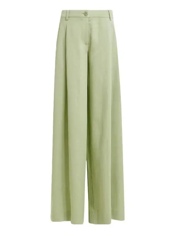 Essentiel Antwerp Wide Leg Pleated Trousers - Light Green