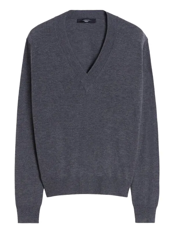 Max Mara Long-sleeved V-neck Sweater - Dark Gray