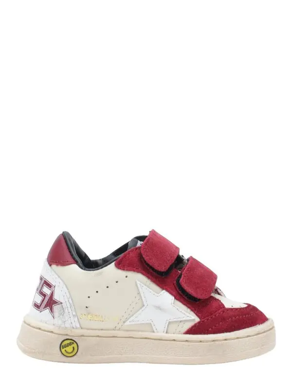 GOLDEN GOOSE Round Toe Velcro Sneakers - White/red