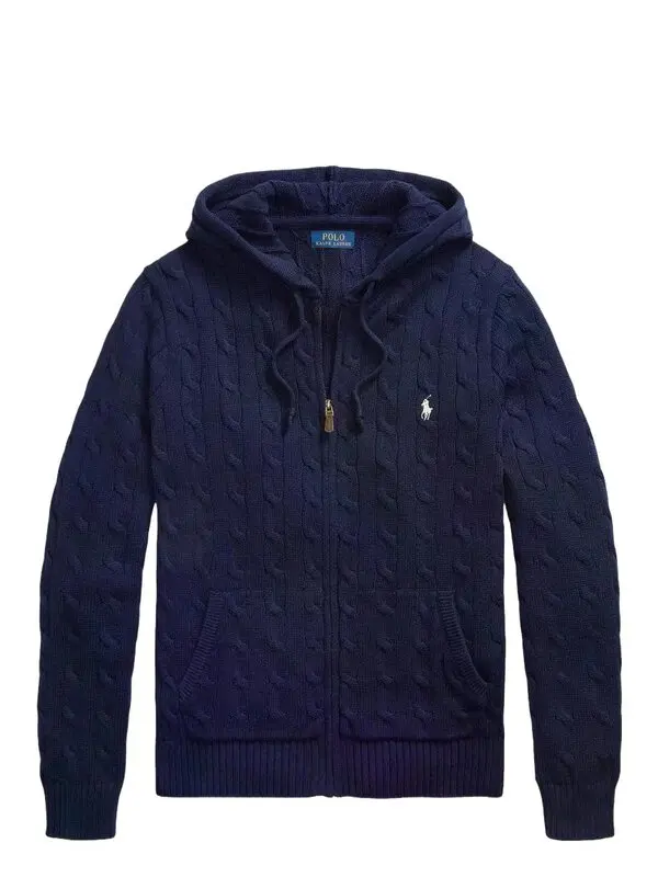 Polo Ralph Lauren Cable Knit Zip-up Hooded Cardigan - Blue