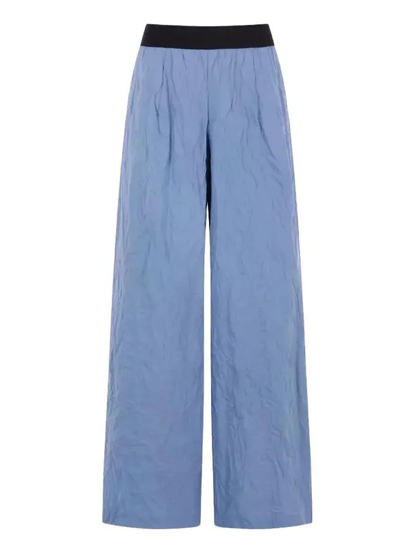 MARIA CALDERARA Crinkled Finish Wide-leg Trousers - Blue