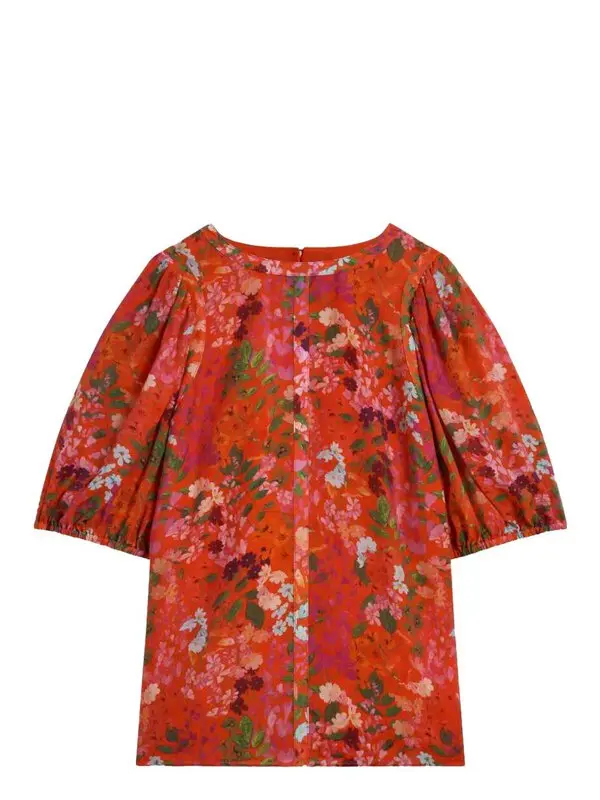 Ted Baker London Hahtie Floral-print Puff-sleeve Top - Red