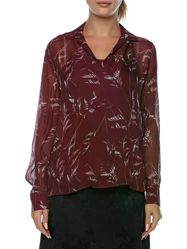 Armani Exchange Blossom Print Long Sleeve Blouse - Red