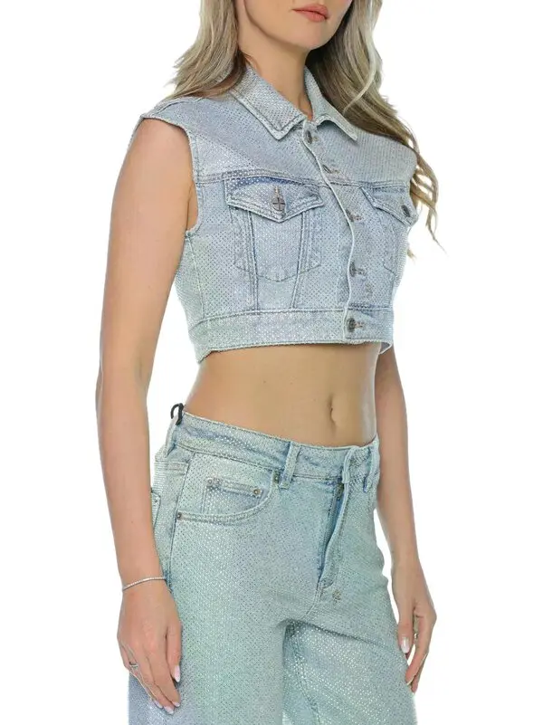 Ksubi High Rollers Rhinestone Embellished Vest - Blue