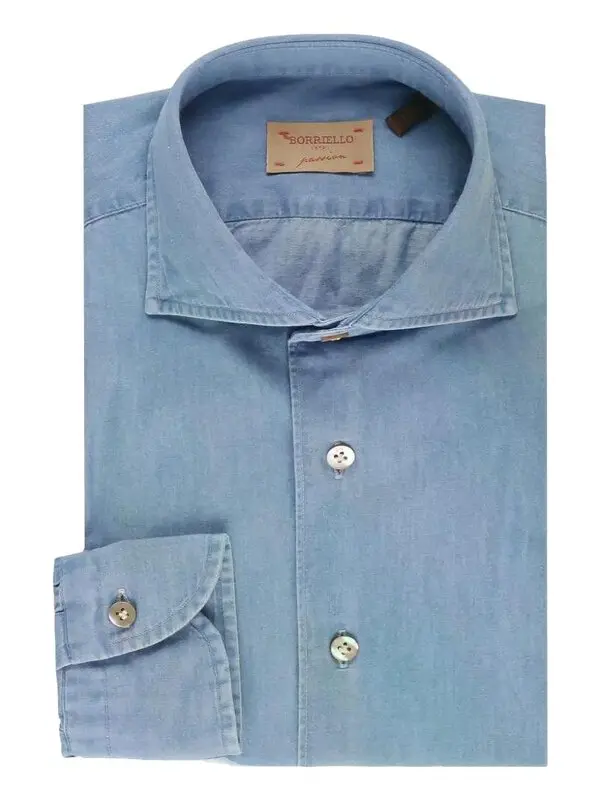 BORRIELLO NAPOLI Spread-collar Denim Shirt - Blue