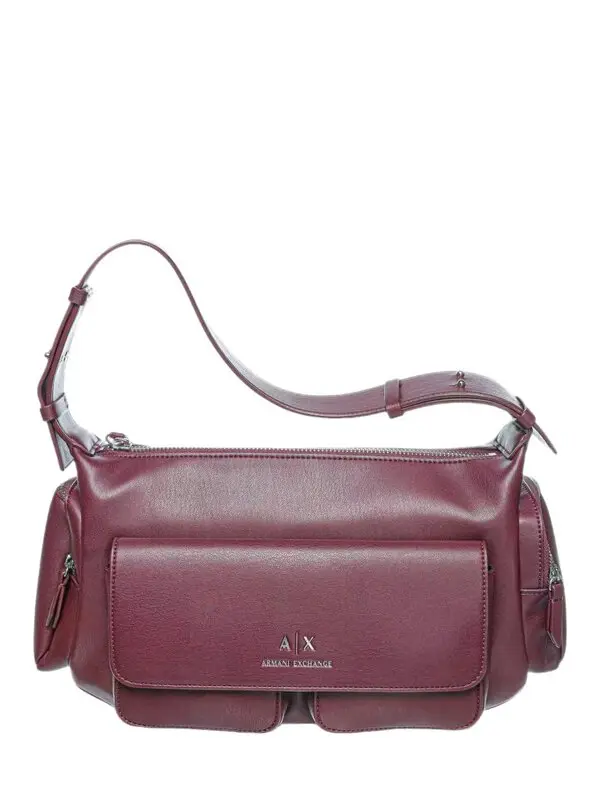 Armani Exchange Logo Plaque Multi-pocket Shoulder Bag - Red