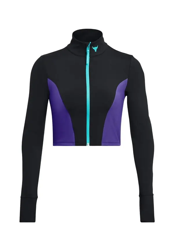 Under Armour Project Rock Zip-up Cropped T-shirt - Black/purple