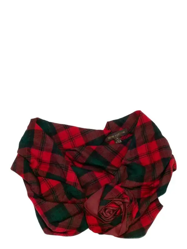 LOUIS VUITTON Tartan Mini Cape With Rosette - Red