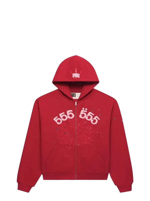SP5DER Angel Number Zip Hoodie - Merlot