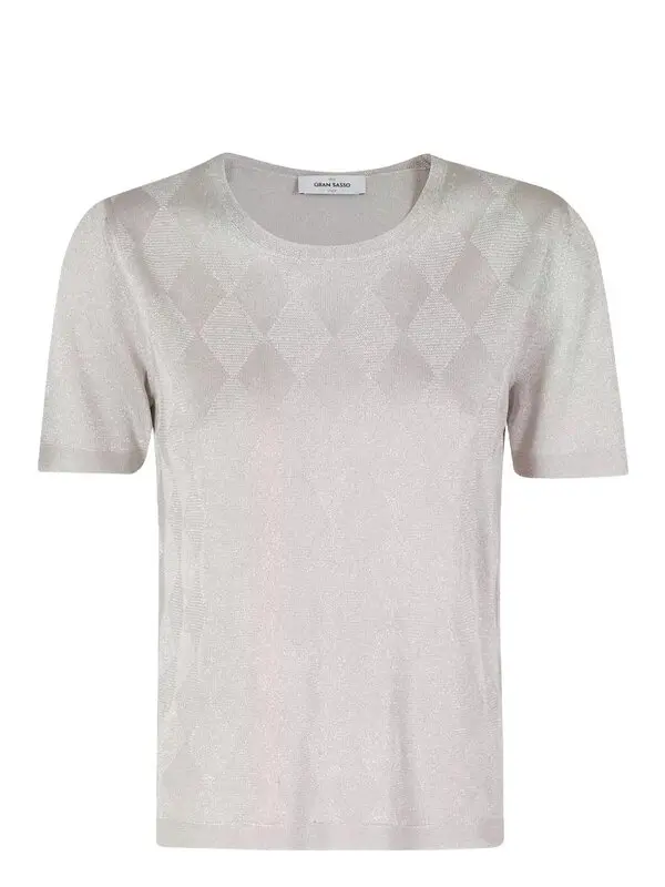 GRAN SASSO Metallic Effect Argyle T-shirt - Grey