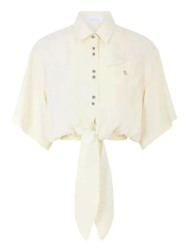 Rabanne Cream Knot Detail Cropped Shirt - White