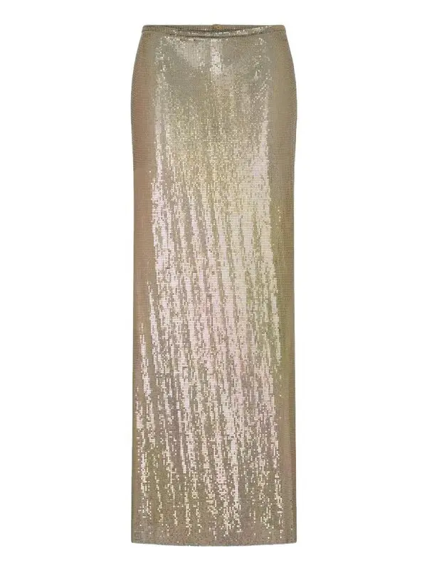 Rabanne Metallic Mesh-knit Midi Skirt - Neutrals