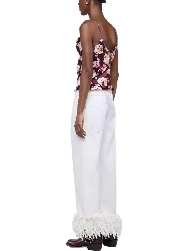 Rabanne Sleeveless Floral Print Chain Detail Top - Red