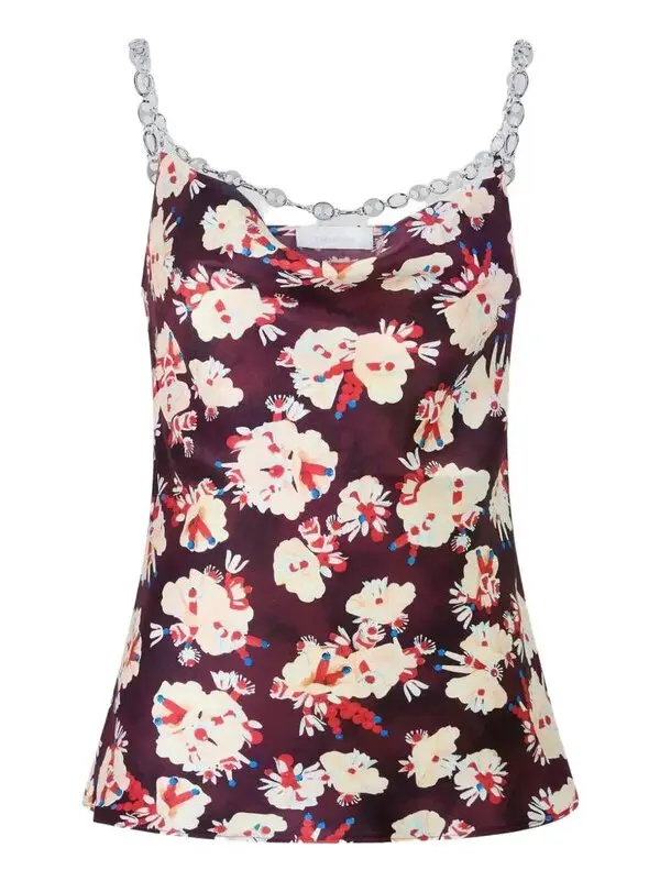Rabanne Floral Patterned Silk Top - Red