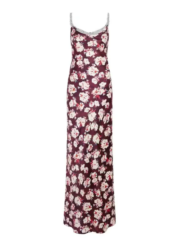 Rabanne Floral Silk Maxi Dress - Red