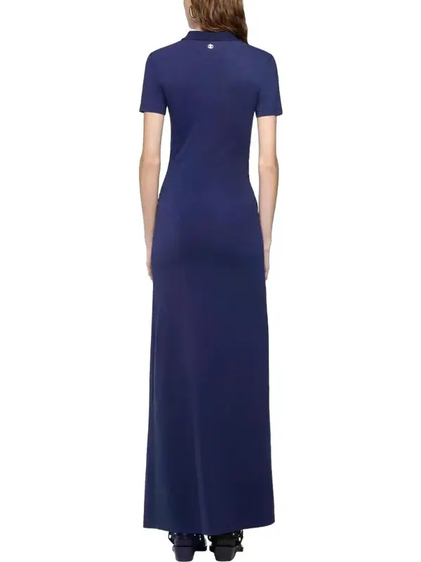 Rabanne Piercing Detail Polo-collar Maxi Dress - Blue