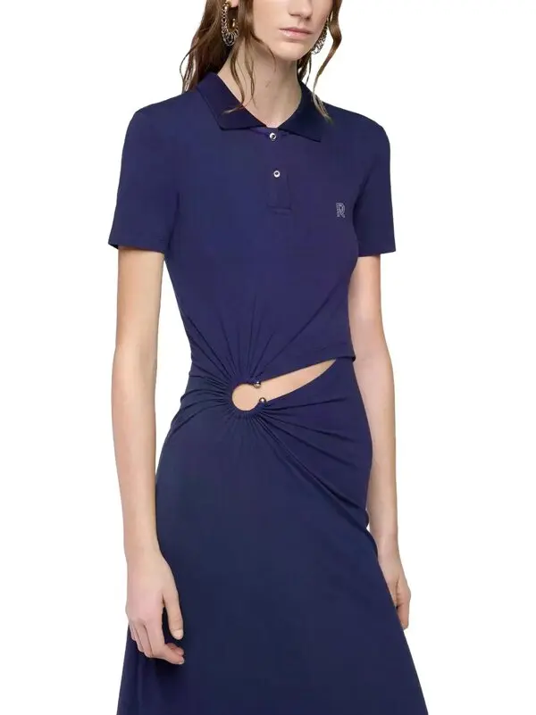 Rabanne Piercing Detail Polo-collar Maxi Dress - Blue