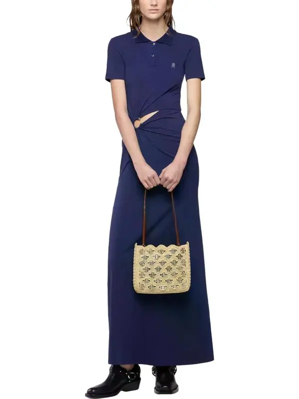 Rabanne Piercing Detail Polo-collar Maxi Dress - Blue