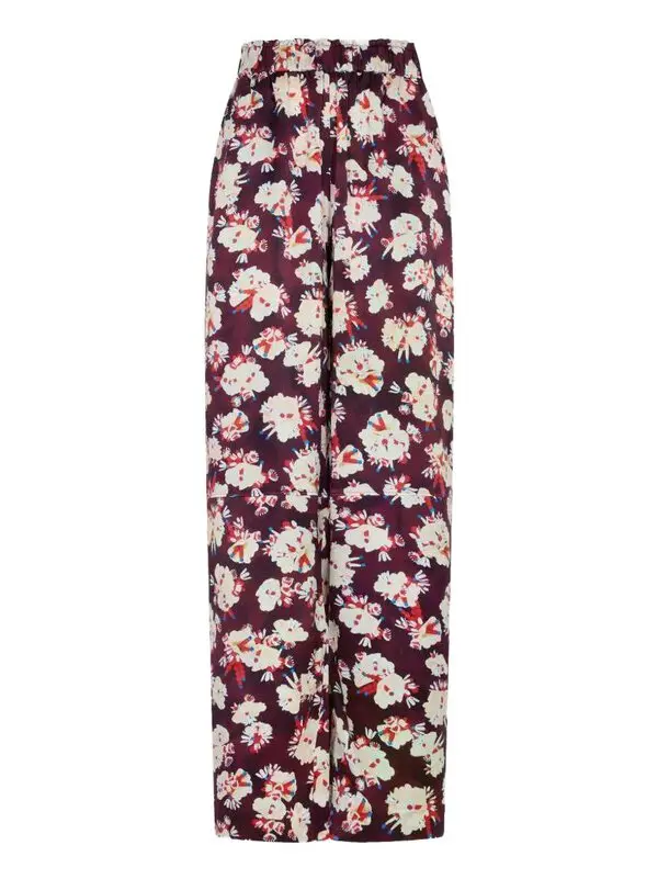 Rabanne Silk Floral Trousers - Red