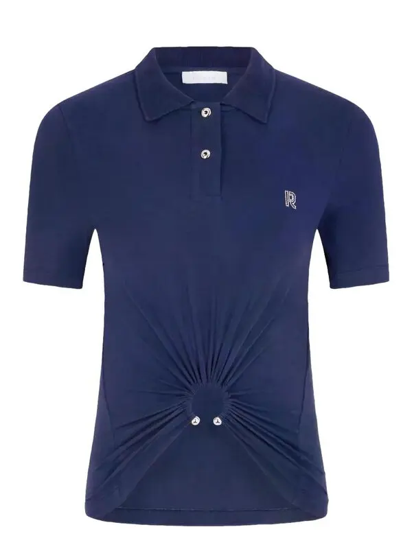 Rabanne Monogram Motif Piercing Detail Polo Shirt - Blue