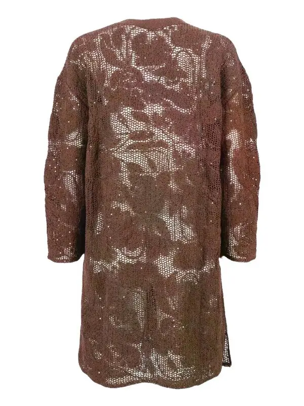 KANGRA Sequin-embellished Floral-embroidery Coat - Brown
