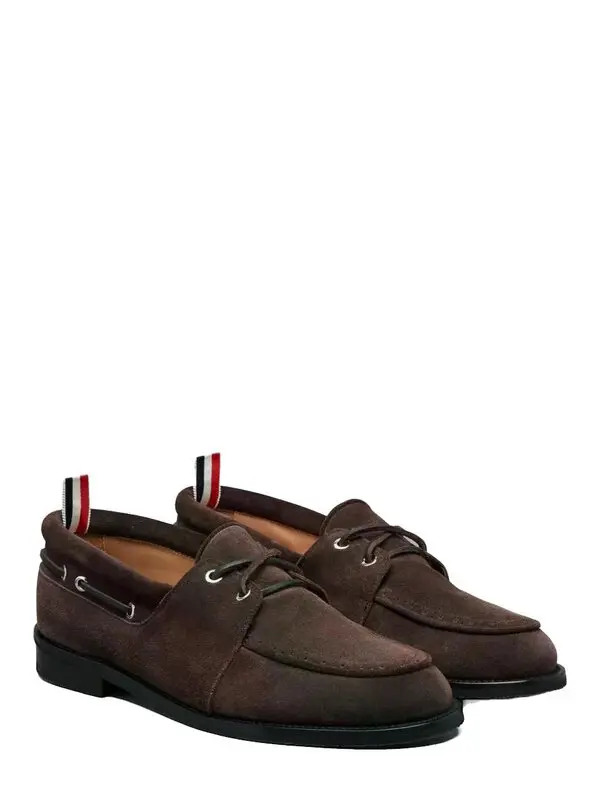 Thom Browne Suede Lace-up Boat Shoes - Brown