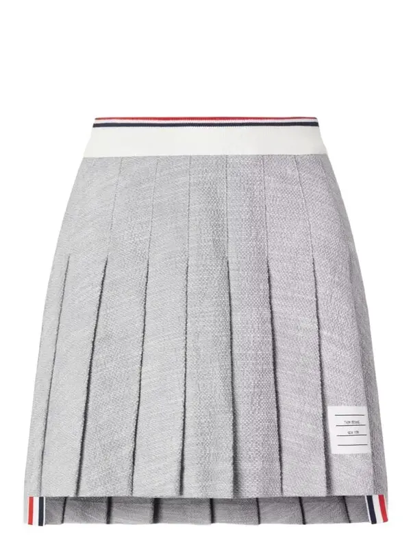 Thom Browne Pleated Tweed Skirt - Grey
