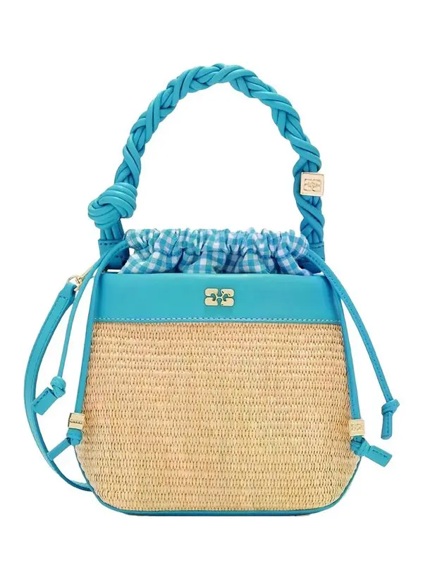 GANNI Raffia Bucket Bag - Neutrals