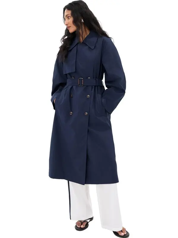 LE BOP Toby Trench Coat - Maritime Blue