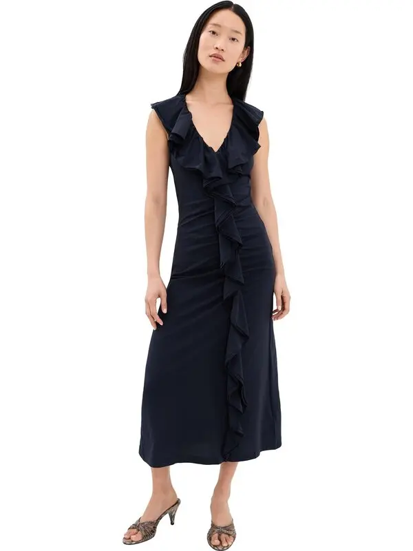 Ulla Johnson Chiara Cotton Ruffle Maxi Dress - Midnight