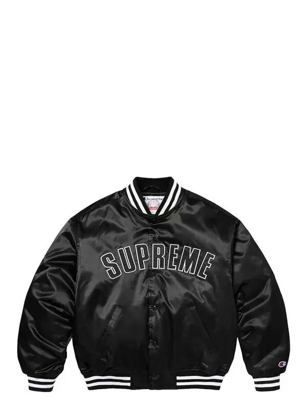 Supreme X Champion® Satin Varsity Jacket - Black