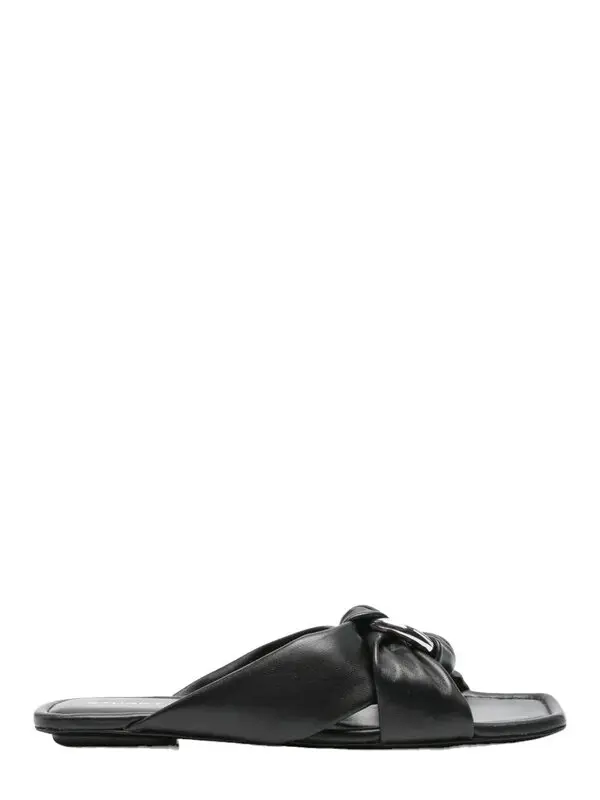 STUART WEITZMAN Knotted Slides With Ring Detail - Black