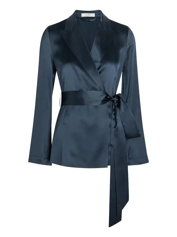 JOSEPH Archer Belted Silk Jacket - Indigo