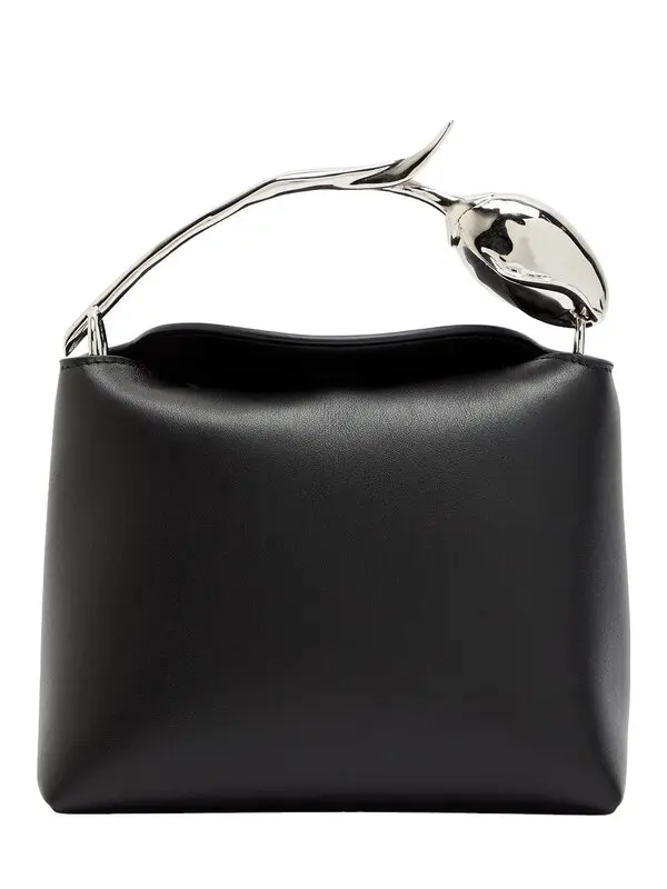 Erdem Bloom Mini Leather Top Handle Bag - Black