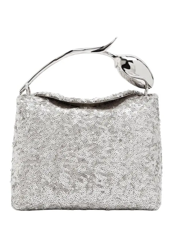 Erdem Sequin Embellished Top Handle Bag - Silver