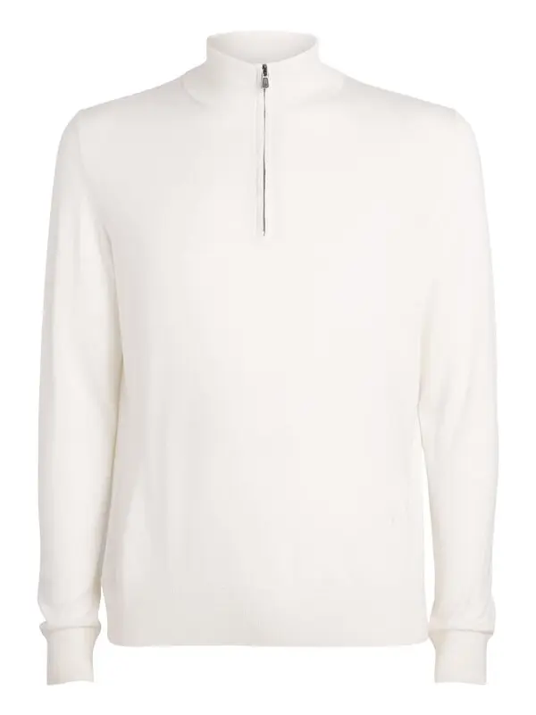 Isaia Silk-cashmere Quarter-zip Sweater - Ivory