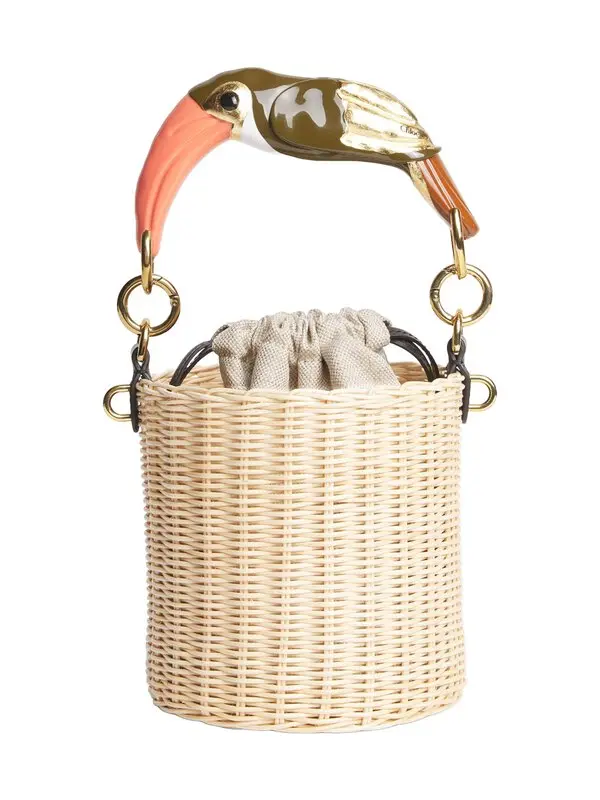 Chloé Small Woven Tropics Bucket Bag - Beige