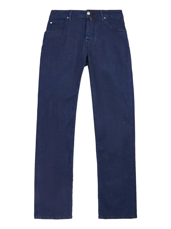 Jacob Cohen Straight Leg Jeans With Crocodile Leather Patch - Blue